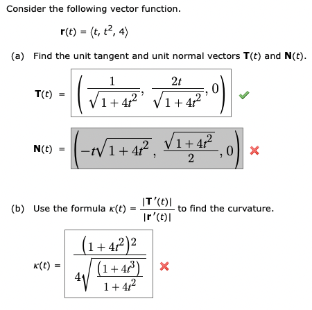 Solved Consider the following vector function. r(t)= t,t2,4 | Chegg.com