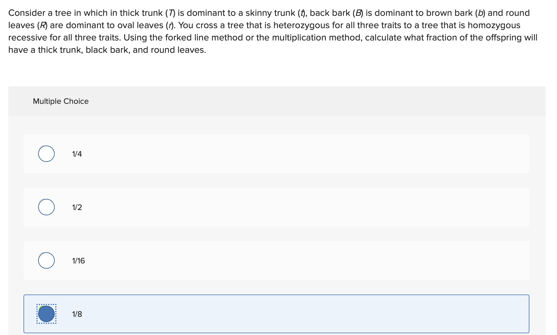 Solved Consider a tree in which in thick trunk (T) is | Chegg.com