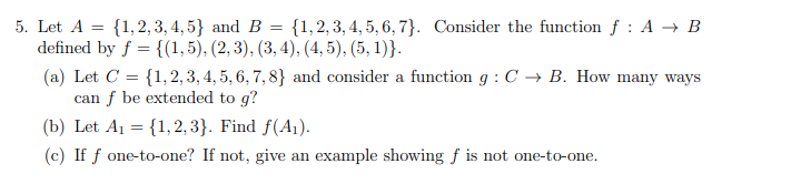 Solved Let A={1,2,3,4,5} ﻿and B={1,2,3,4,5,6,7}. ﻿Consider | Chegg.com