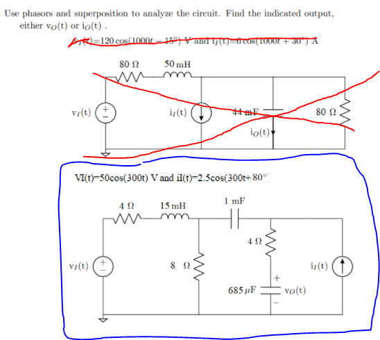Solved Use phasors and superposition to analyze the circuit. | Chegg.com