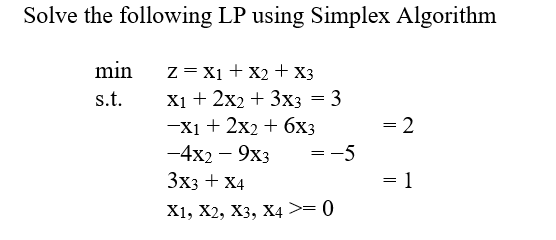 Solved Solve the following LP using Simplex Algorithm | Chegg.com
