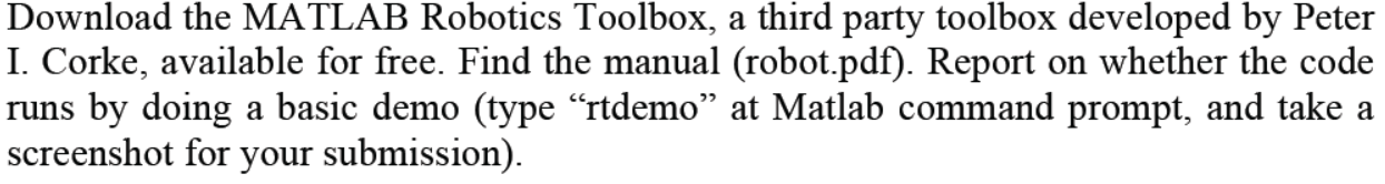 Download the MATLAB Robotics Toolbox, a third party | Chegg.com