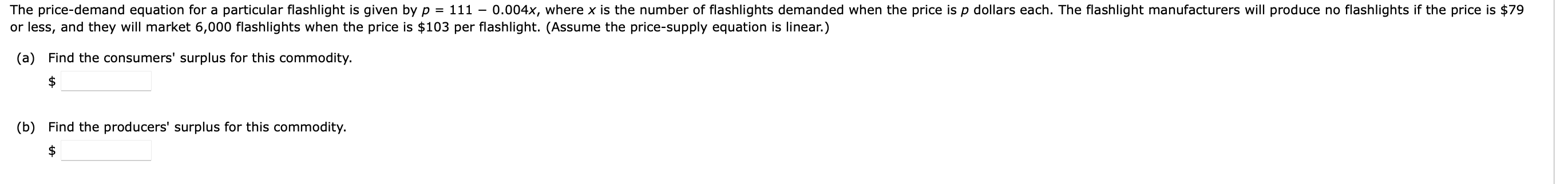 Solved The price-demand equation for a particular flashlight | Chegg.com