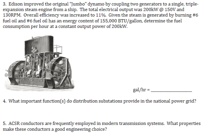 3. Edison improved the original “Jumbo” dynamo by | Chegg.com
