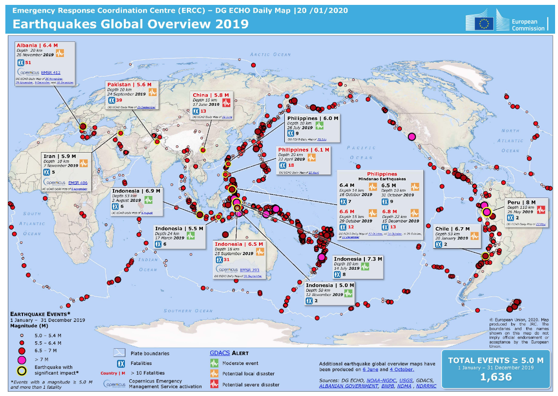 Solved This map shows a summary of earthquakes that occurred | Chegg.com