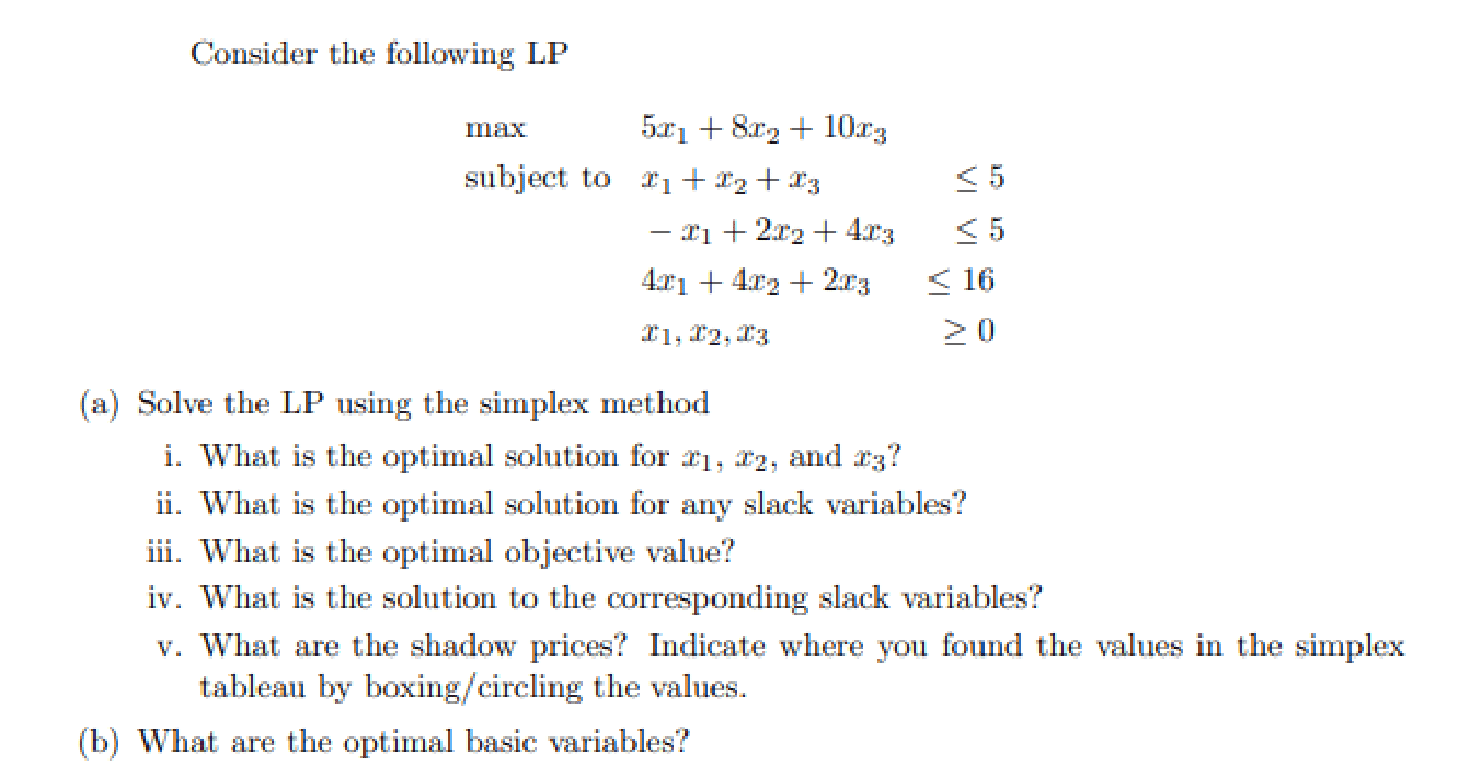 Solved Consider the following LP max subject to | Chegg.com