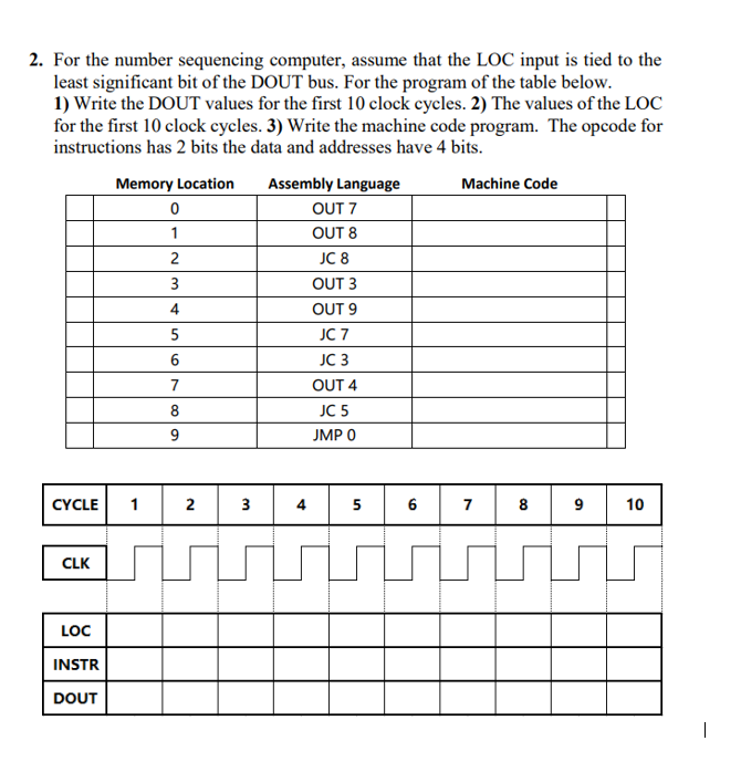 Solved 2. For the number sequencing computer, assume that | Chegg.com