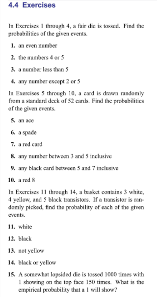 Solved In Exercises 1 through 4, a fair die is tossed. Find | Chegg.com