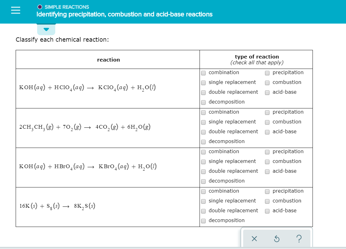 Solved O SIMPLE REACTIONS Identifying precipitation, | Chegg.com