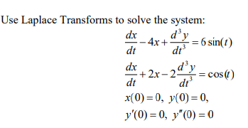 Solved dx ? Use Laplace Transforms to solve the system: - 4x | Chegg.com