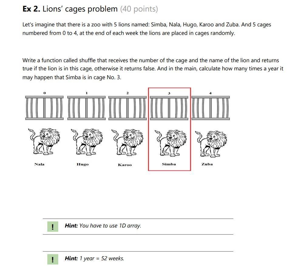 Solved Let's imagine that there is a zoo with 5 lions named: | Chegg.com