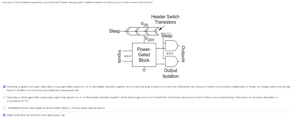 Solved Why Power Gating is suggested for a block which goes | Chegg.com