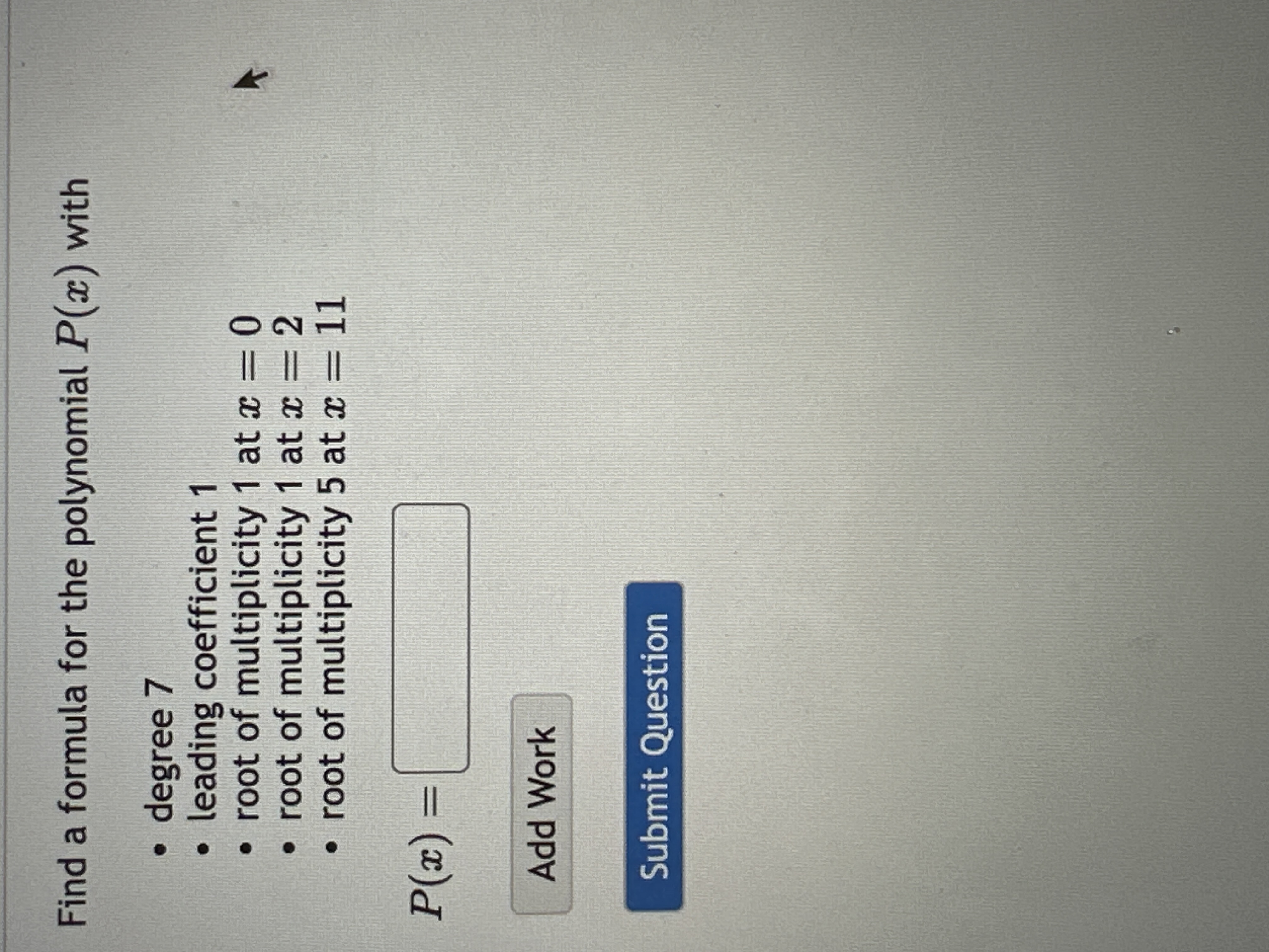 Solved Find a formula for the polynomial P(x) with - degree | Chegg.com