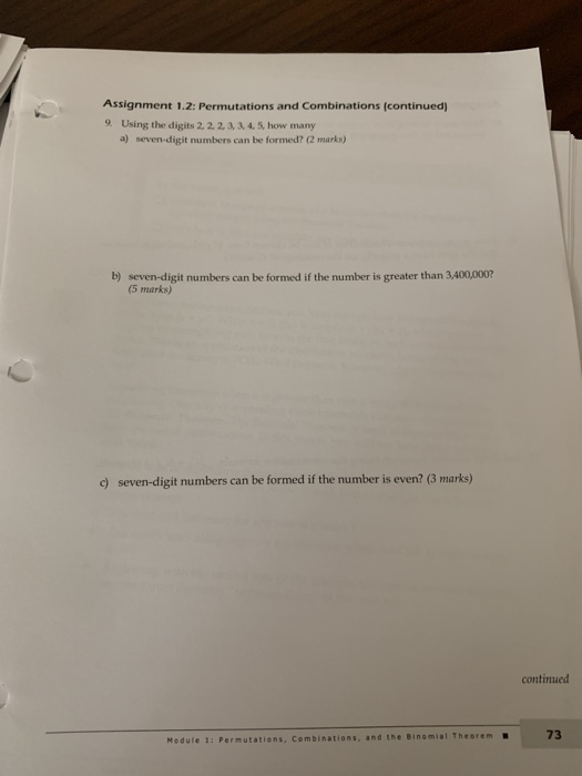 Assignment 12 Permutations And Combinations Total