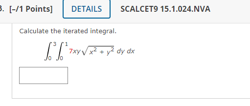 Solved 3. [-/1 Points] DETAILS SCALCET9 15.1.024.NVA | Chegg.com