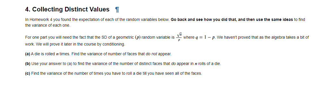Solved 4. Collecting Distinct Values In Homework 4 you found | Chegg.com