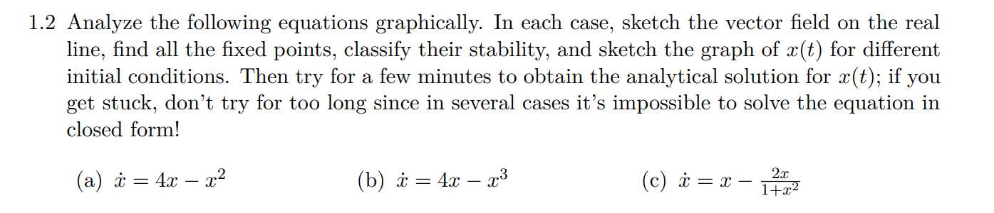 Solved 1.2 Analyze the following equations graphically. In | Chegg.com