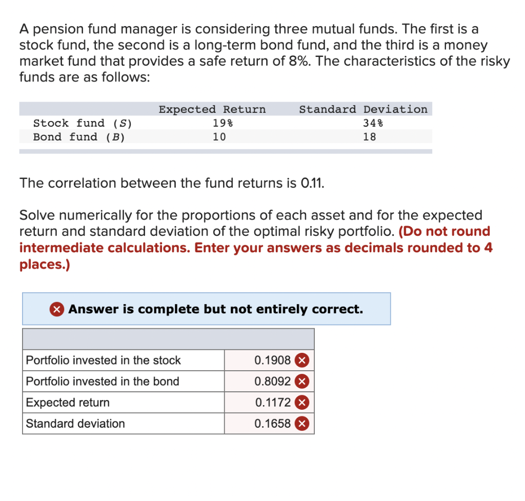 Solved A pension fund manager is considering three mutual | Chegg.com