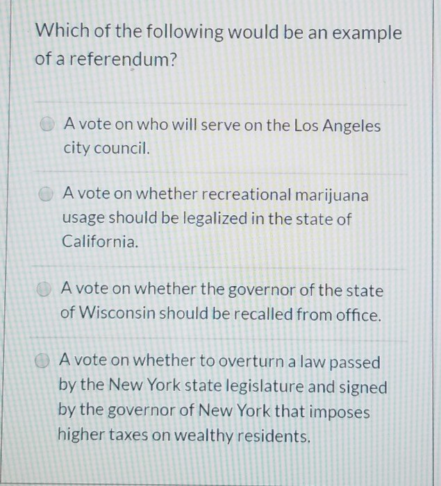 Solved Which of the following would be an example of a | Chegg.com