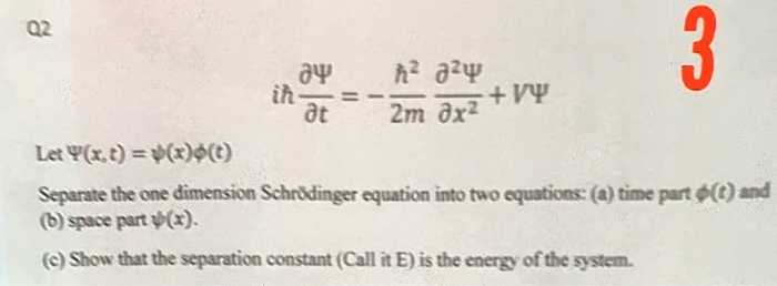 Solved ih partial differential psi/partial differential t = | Chegg.com