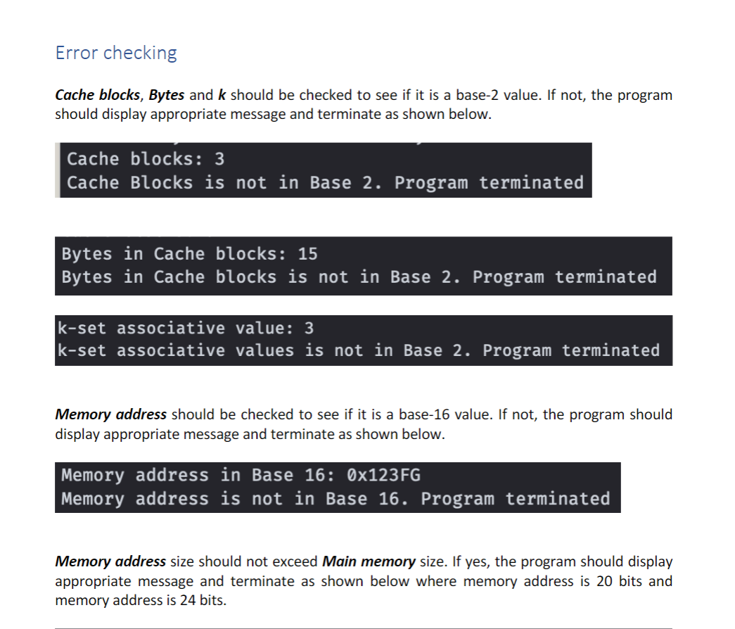 Solved Description Develop a Cache calculator in the Java | Chegg.com