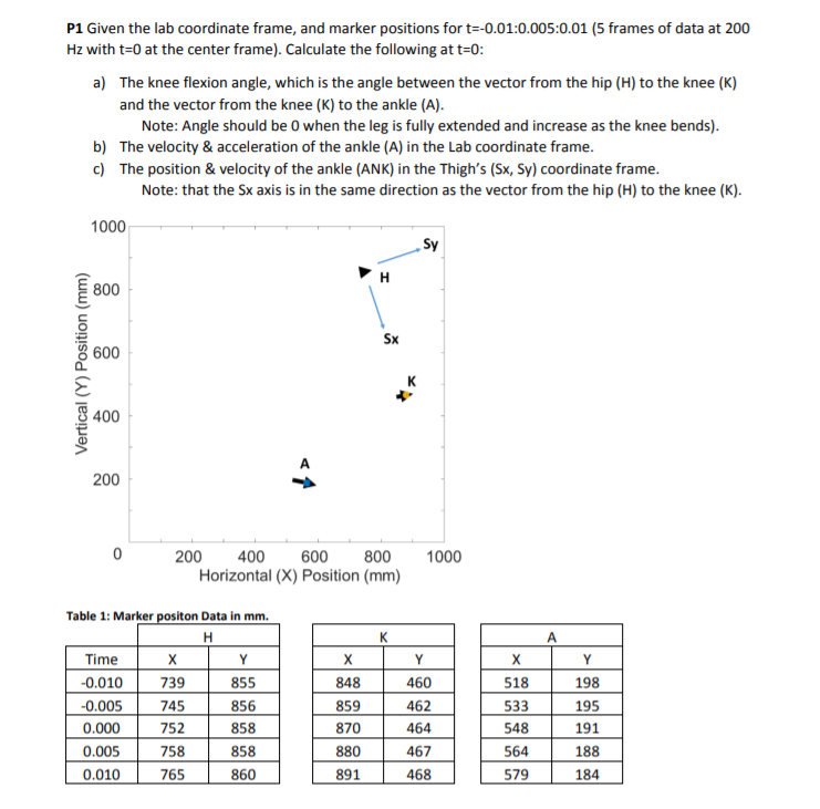 P1 Given the lab coordinate frame, and marker | Chegg.com