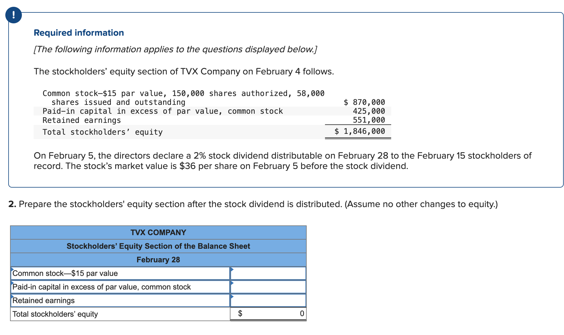 Solved On February 5 , the directors declare a 2% stock | Chegg.com