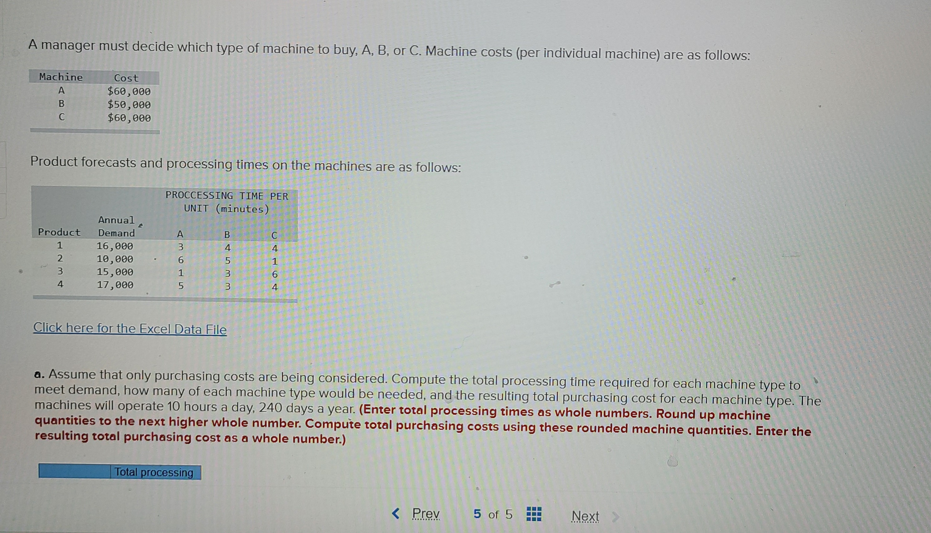 Solved A manager must decide which type of machine to buy, | Chegg.com