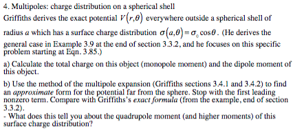 Solved 4. Multipoles: charge distribution on a spherical | Chegg.com
