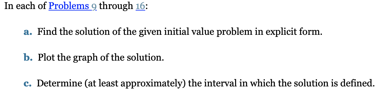 Solved In each of Problems 9 through 16: a. Find the | Chegg.com