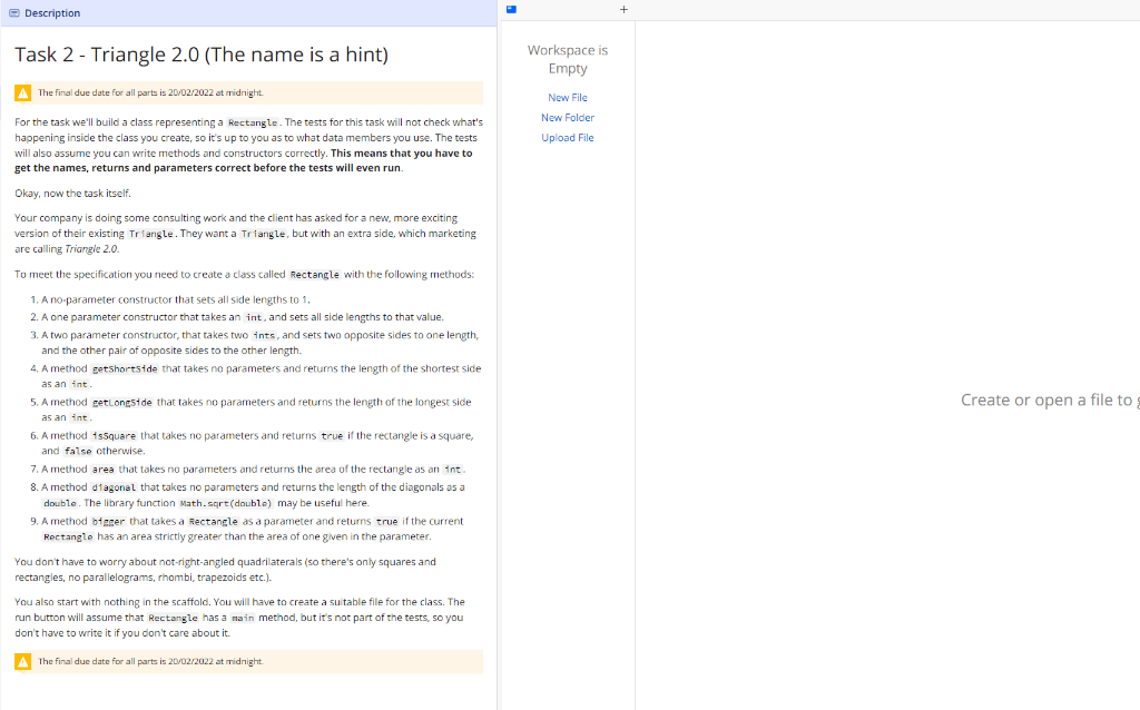 Solved Description Task 2 - Triangle 2.0 (The name is a | Chegg.com