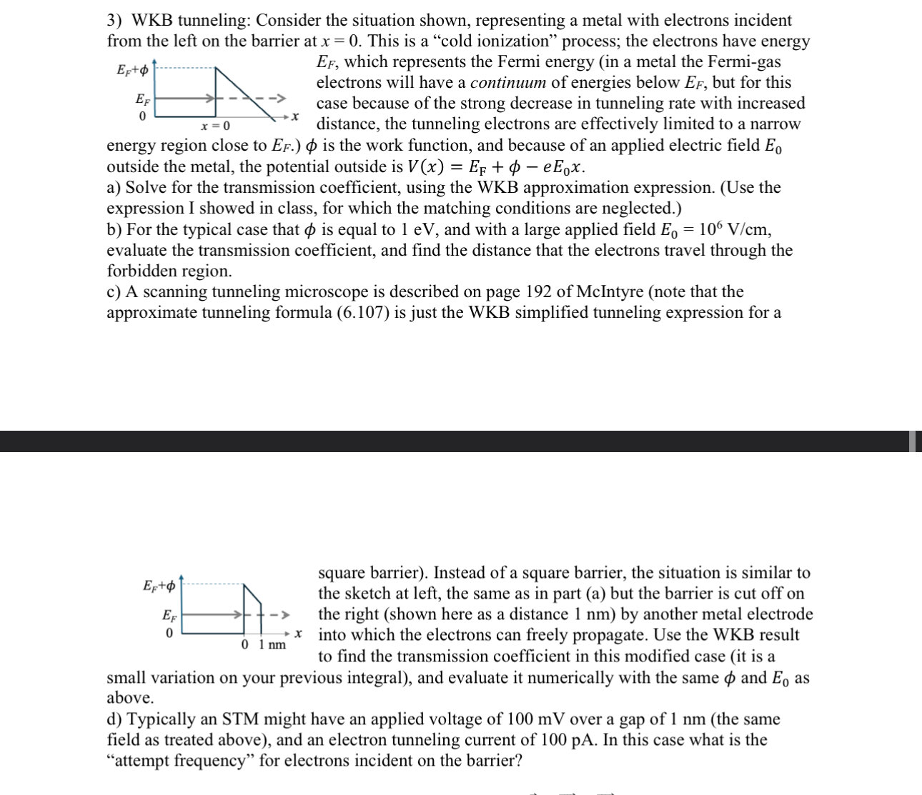 Solved WKB tunneling: Consider the situation shown, | Chegg.com
