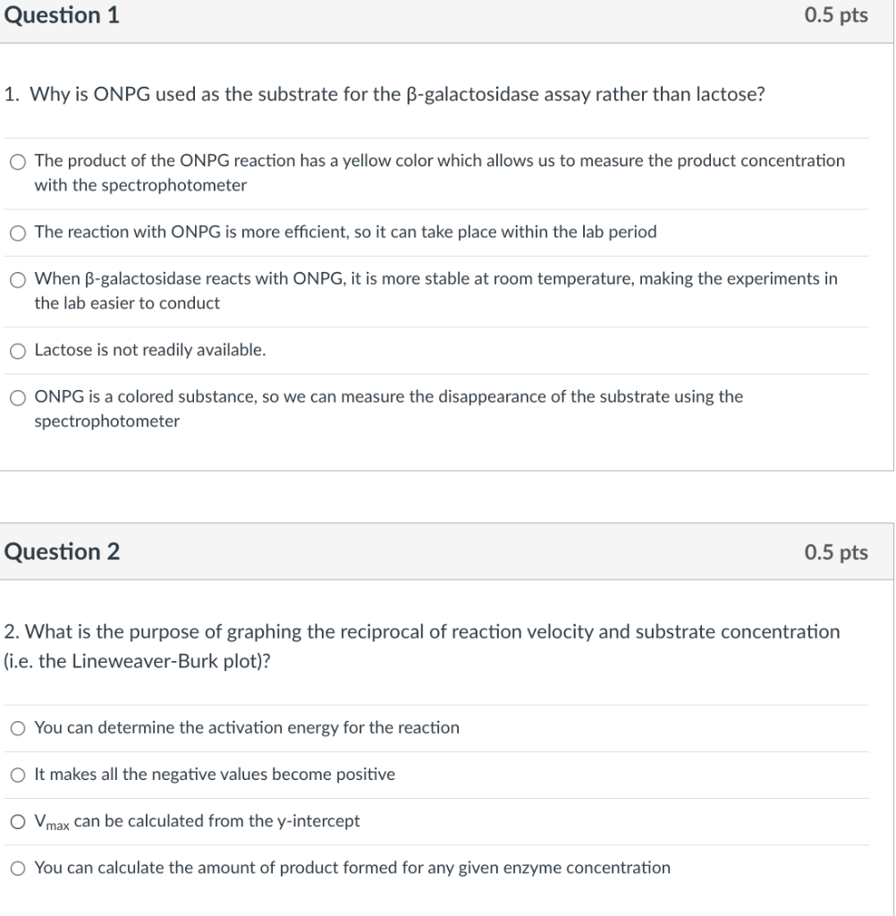 Solved 1. Why is ONPG used as the substrate for the | Chegg.com