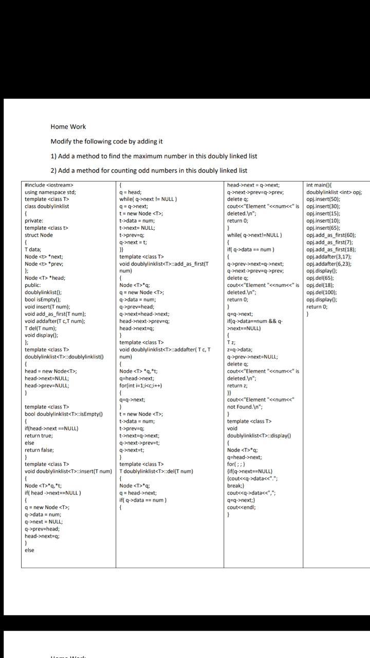 Solved Home Work Modify the following code by adding it 1) | Chegg.com