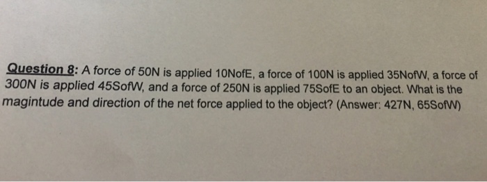 Solved A force of 50N is applied 10NofE, a force of 100N is | Chegg.com
