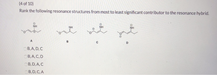 Solved (1 of 10) Which of the following structures | Chegg.com