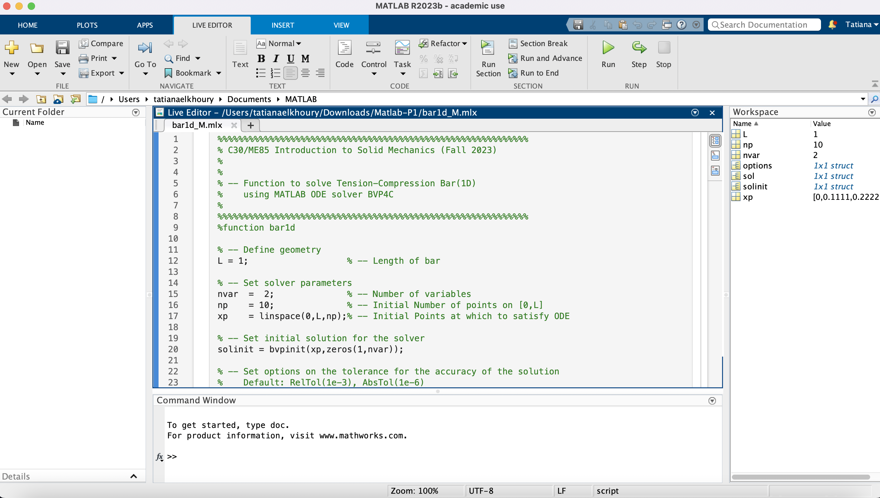 Consider an elastic bar with Young's modulus, $E=10$, | Chegg.com