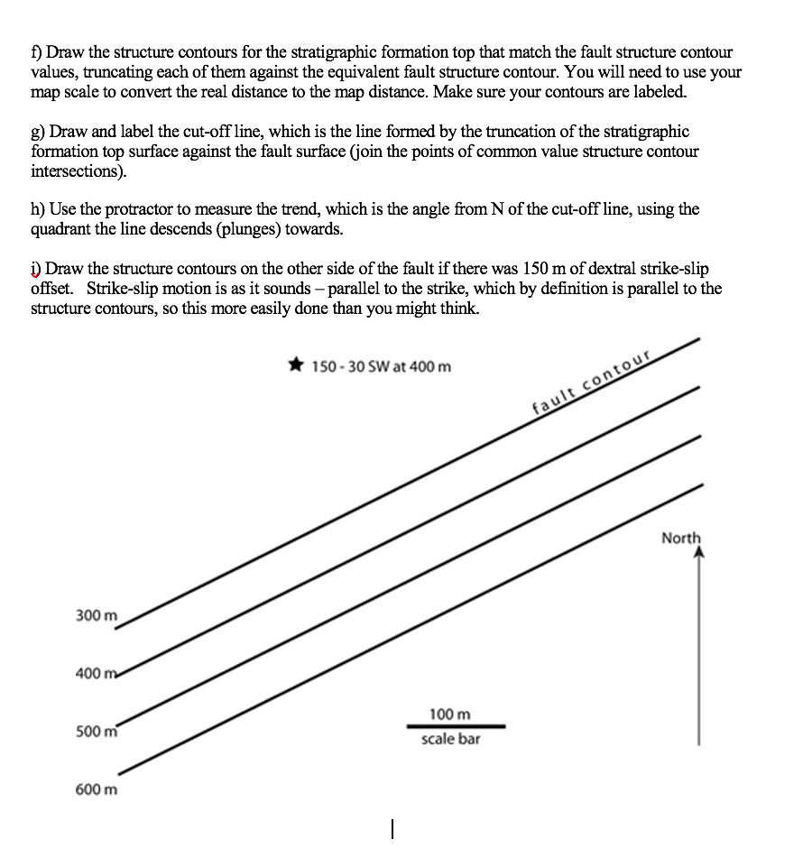 f) Draw the structure contours for the stratigraphic | Chegg.com