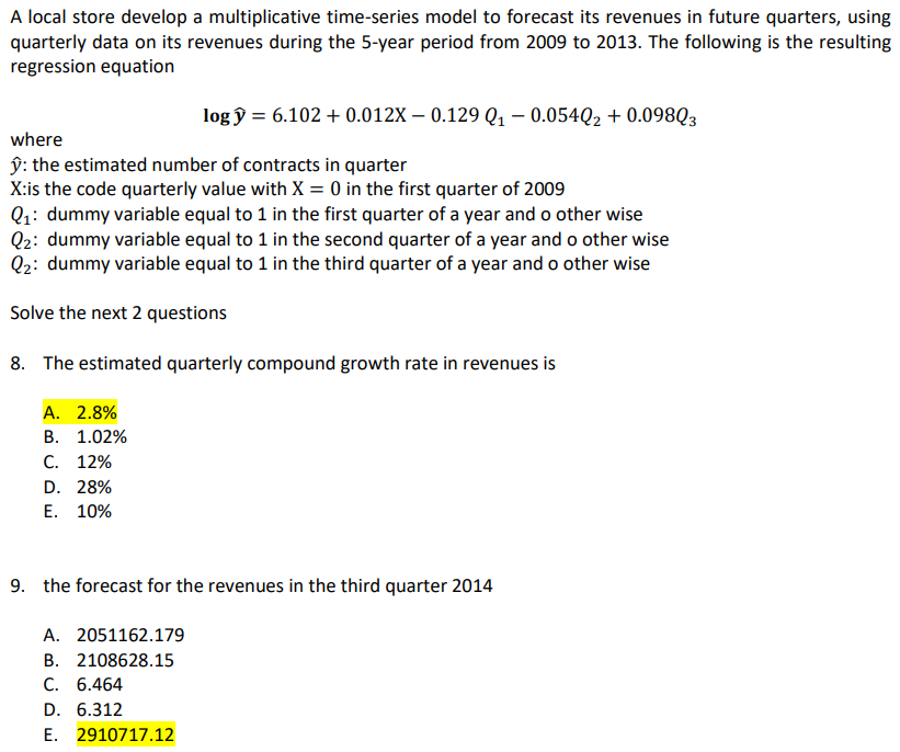 Solved the following 5 questions were all solved with the | Chegg.com