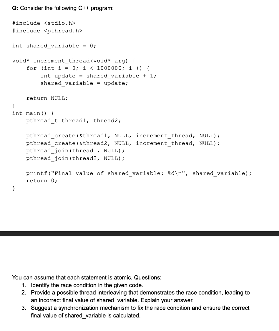 Solved Q: Consider the following C++ ﻿program:You can assume | Chegg.com