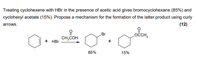 Solved Treating cyclohexene with HBr in the presence of | Chegg.com