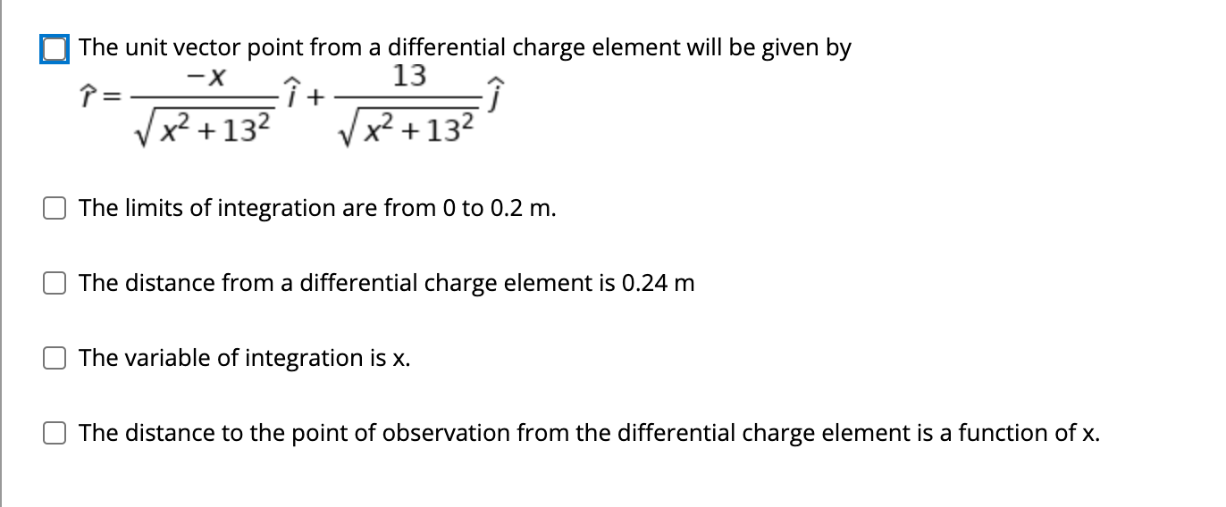 Solved The unit vector point from a differential charge | Chegg.com