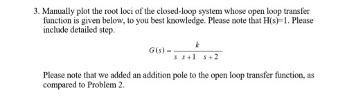 Solved 3. Manually plot the root loci of the closed-loop | Chegg.com