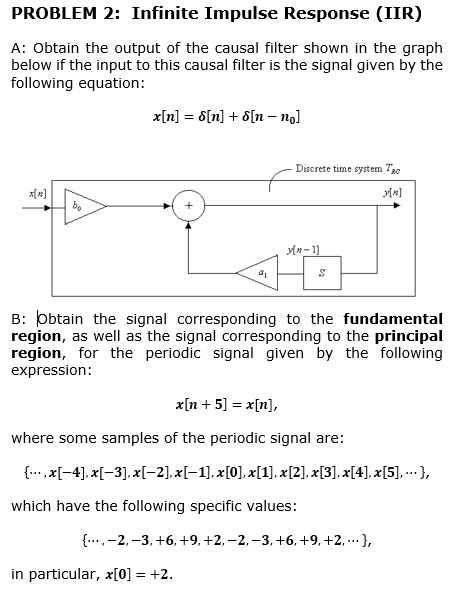 PROBLEM 2: Infinite Impulse Response (IIR) A: Obtain | Chegg.com