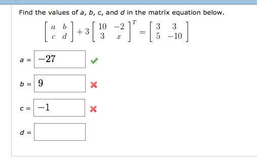 Solved Find the values of a, b, c, and d in the matrix | Chegg.com