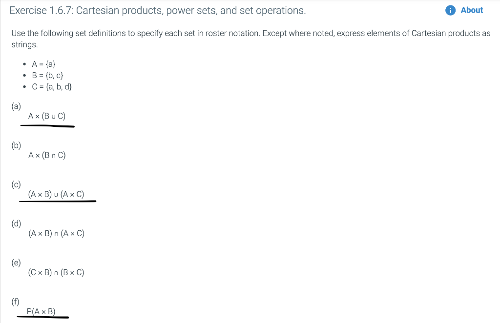 Solved Exercise 1.6.7: Cartesian products, power sets, and | Chegg.com