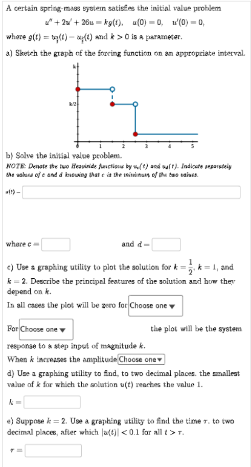 Solved A certain spring-mass system satisfes the initial | Chegg.com