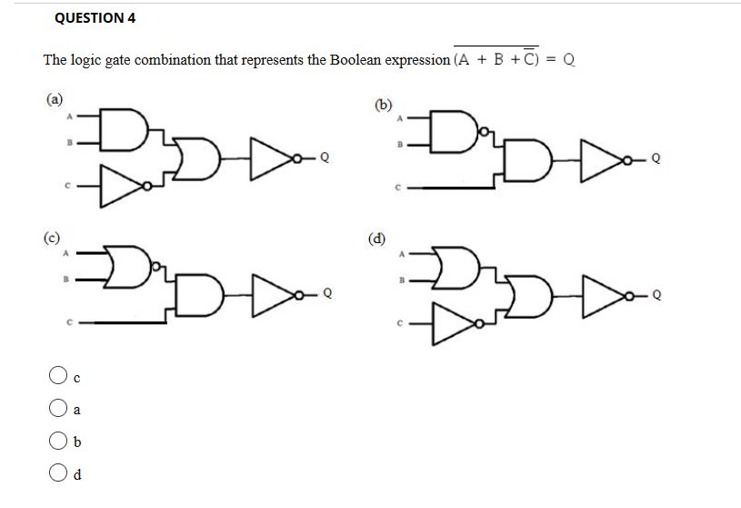 Solved Question 4 The Logic Gate Combination That Represents