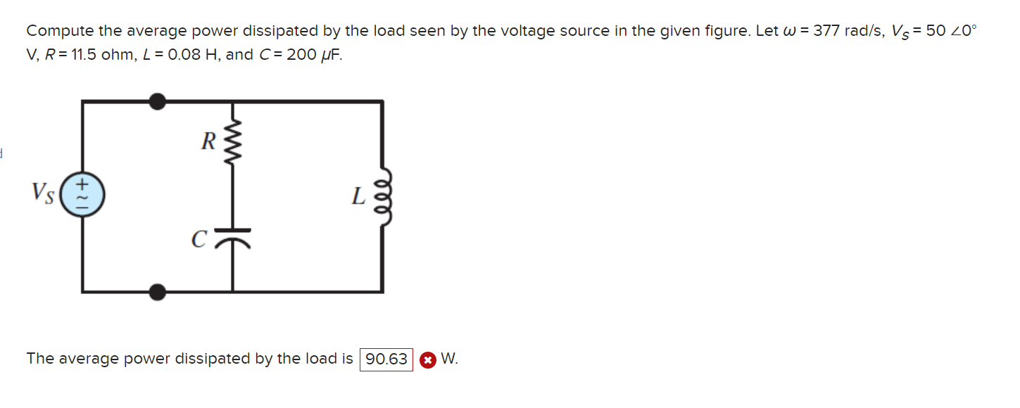 Solved Compute the average power dissipated by the load seen | Chegg.com
