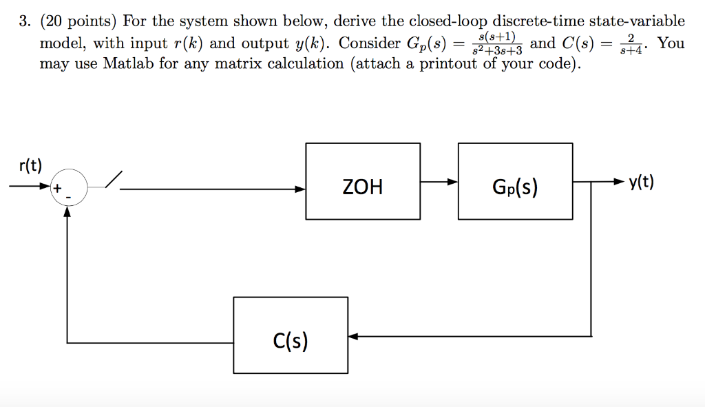 Solved 3. (20 points) For the system shown below, derive the | Chegg.com